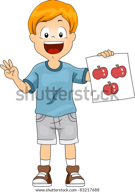 Illustration Kid Holding Flashcard Stock Vector (Royalty Free) 83217688