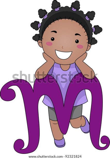 Illustration Kid Leaning On Letter M Stock Vector (Royalty Free ...