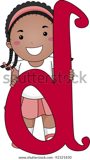 Illustration Kid Standing Behind Letter D Stock Vector (Royalty Free ...