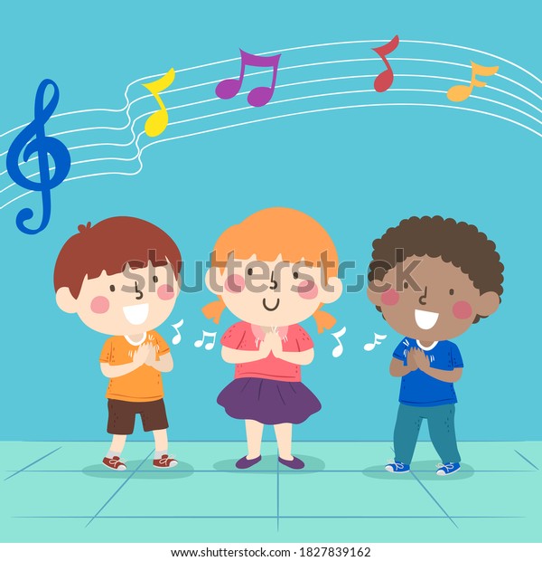 Illustration Kids Clapping Hands Beat Music: เวกเตอร์สต็อก (ปลอดค่า ...
