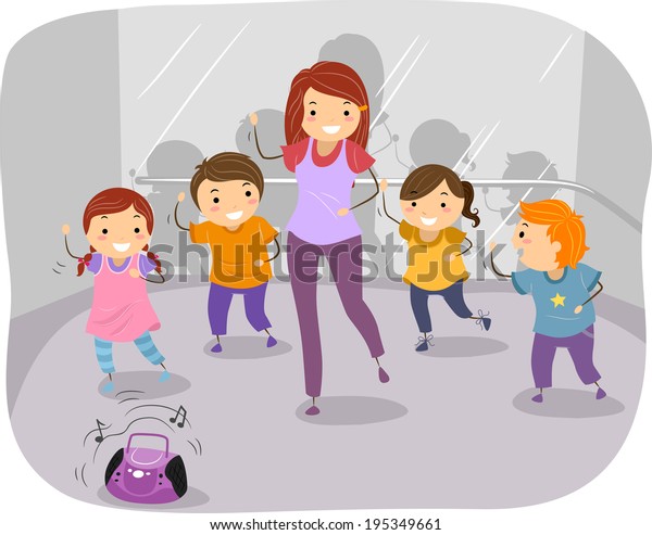 Illustration Kids Dancing Class Stock Vector (Royalty Free) 195349661