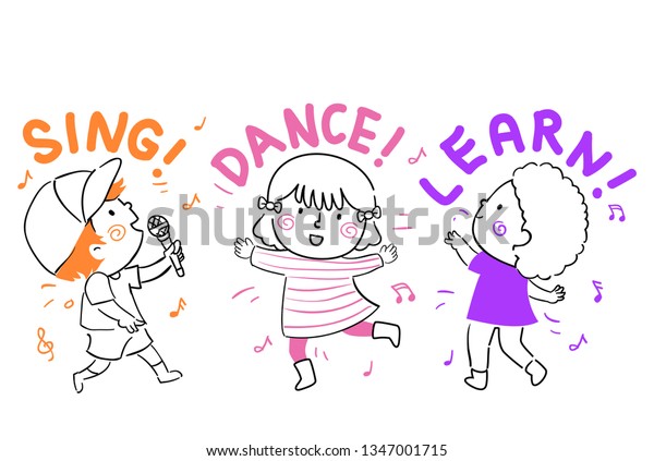 Illustration Kids Dancing Singing Sing Dance Stock Vector (Royalty Free ...