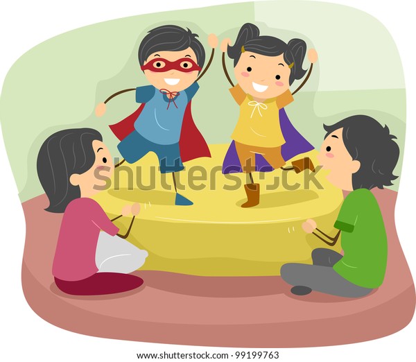 Illustration Kids Doing Role Play Front: стоковая векторная графика ...