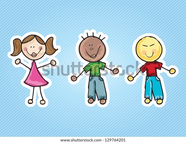 Illustration Kids Icons Kids Groups Vector: เวกเตอร์สต็อก (ปลอดค่า ...