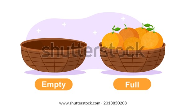 Illustration Kids Opposite Words Empty Full Stock Vector (Royalty Free ...