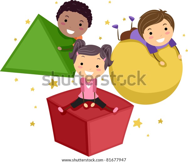 Illustration Kids Playing Objects Different Shapes Stock Vector ...