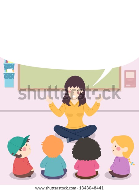 Illustration Kids Sitting Down On Floor Stock Vector (Royalty Free ...