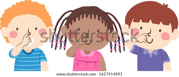 Illustration Kids Students Touching Their Noses Stok Vektör (Telifsiz ...