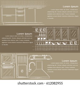Illustration Kitchen Outline Stock Vector (Royalty Free) 612082955 ...