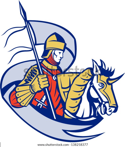 Illustration Knight Full Armor Flag Banner Stock Vector (Royalty Free ...