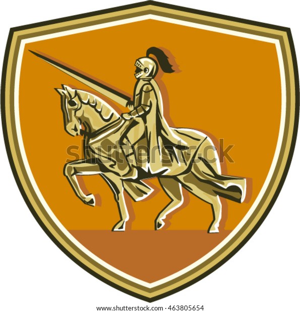 Illustration Knight Full Armor Lance Riding: vector de stock (libre de ...