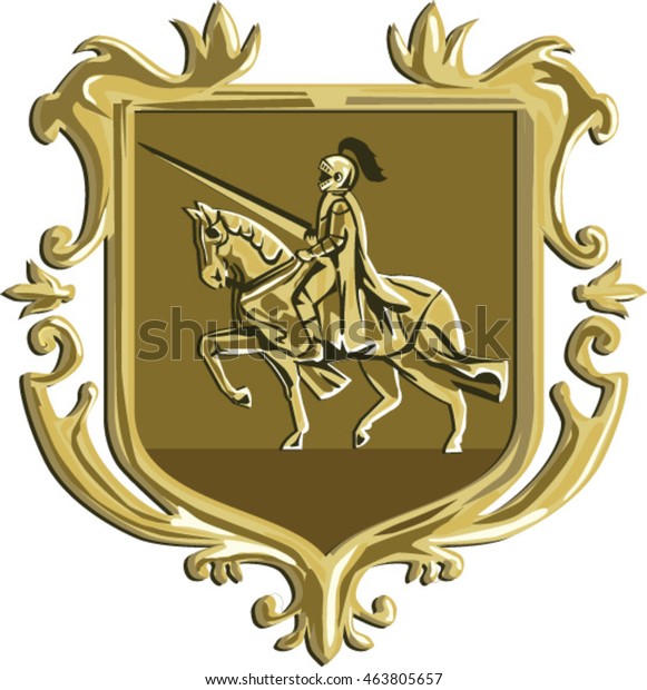 Illustration Knight Full Armor Lance Riding Stock Vector (Royalty Free ...