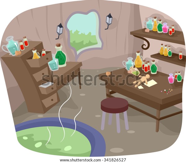 Illustration Laboratory Witches Complete Different Kinds Stock Vector ...