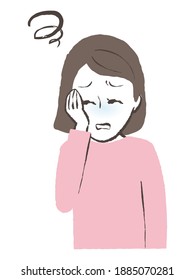 Illustration Lady Feeling Sick Stock Vector (Royalty Free) 1885070281 ...