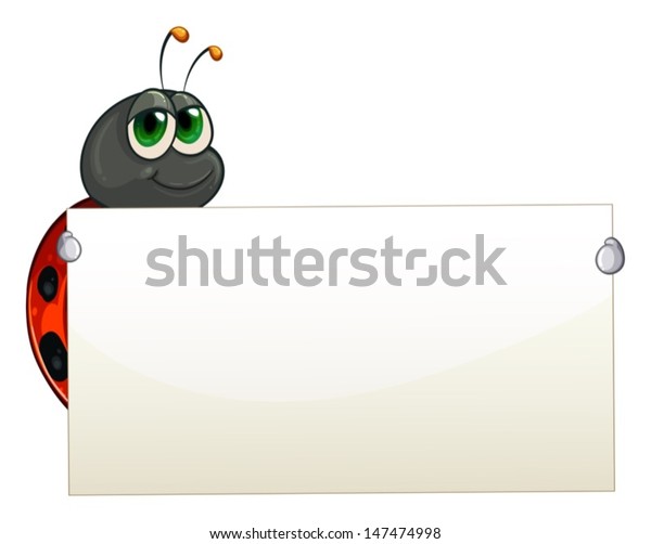 Illustration Ladybug Holding Empty Signage On Stock Vector (Royalty ...