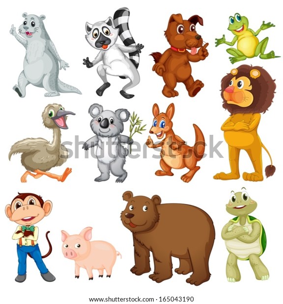 Illustration Land Animals On White Background Stock Vector (Royalty ...