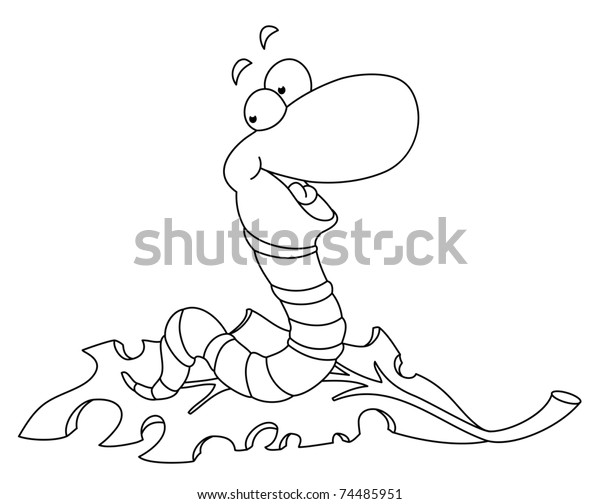 Illustration Laughing Worm Outlined Stock Vector (Royalty Free ...