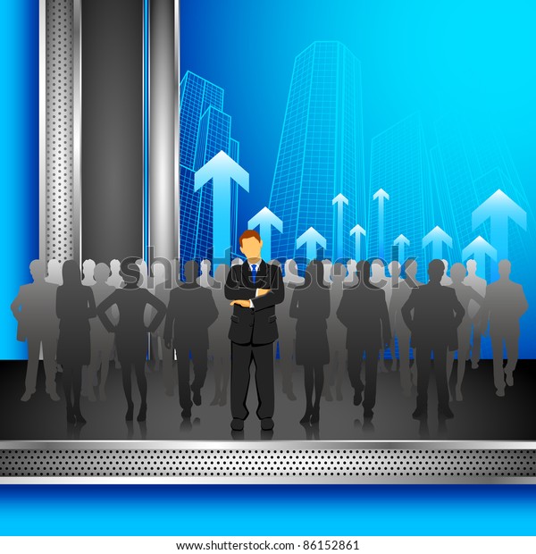 Illustration Leader Standing Front Crowd On Stock Vector (Royalty Free ...