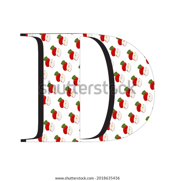 Illustration Letter D Red Apple Motif Stock Vector (Royalty Free ...