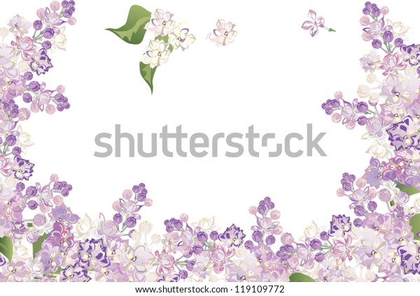 Illustration Lilac Flower Half Frame Isolated: เวกเตอร์สต็อก (ปลอดค่า ...