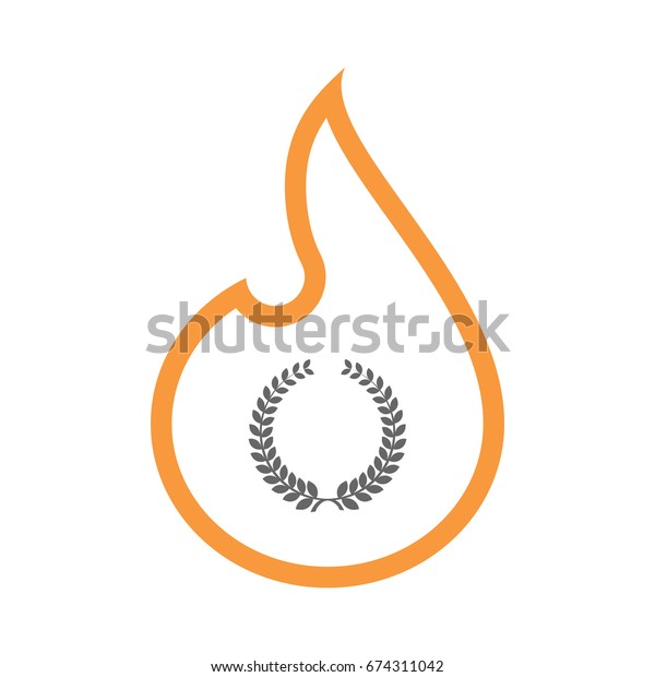Illustration Line Art Flame Laurel Crown: vector de stock (libre de ...