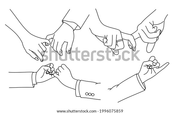 Illustration Line Drawing Hands Making Promise Stock Vector (Royalty ...
