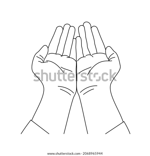 Illustration Line Drawing Two Hand Open Stock Vector (Royalty Free ...
