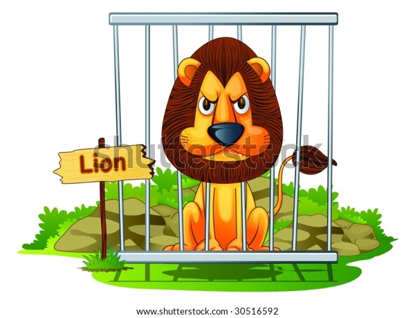 Illustration Lion Cage On White Stock Vector (Royalty Free) 30516592
