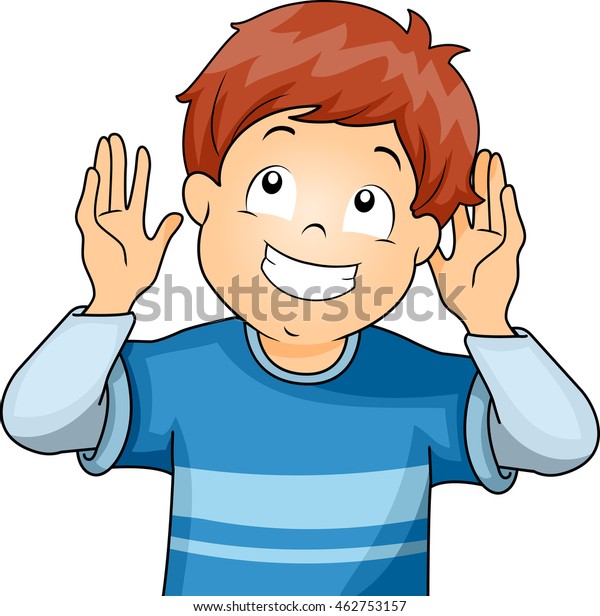 Illustration of a Little Boy Doing the Listening Gesture Illustration of a Little Boy Doing the Listening Gesture