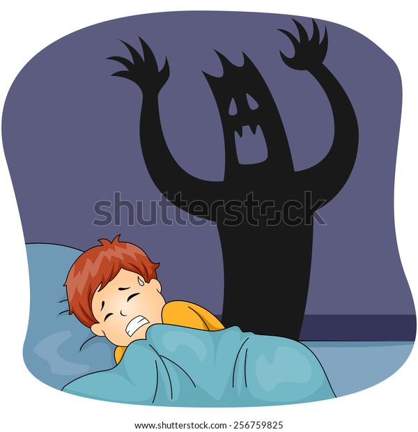 Illustration Little Boy Having Nightmare While Stock Vector (Royalty ...