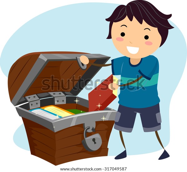 Illustration Little Boy Hiding His Books Stock Vector (Royalty Free ...