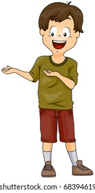 Illustration Little Boy Presenting Something Stock Vector (Royalty Free ...