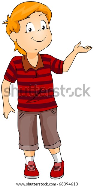 Illustration Little Boy Presenting Something Stock Vector (Royalty Free ...