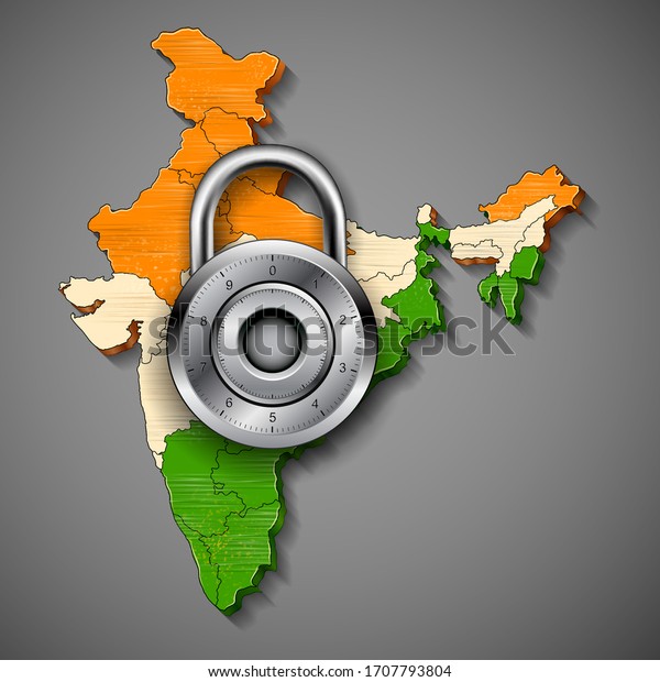 Illustration Lock On India Map Showing Stock Vector (Royalty Free ...
