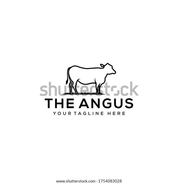 Illustration Logo Design Angus Cattle Farm Stock Vector (Royalty Free ...