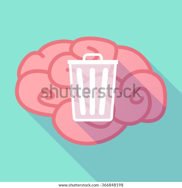 Illustration Long Shadow Brain Trash Can Stock Vector (Royalty Free ...