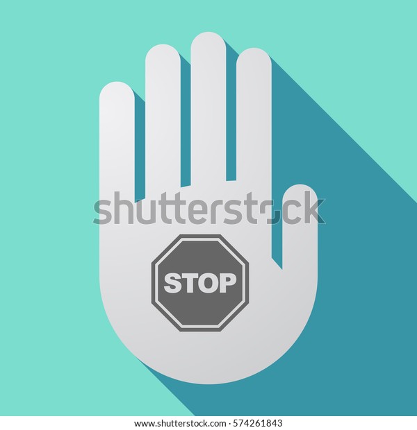 Illustration Long Shadow Hand Stop Signal Stock Vector (Royalty Free ...