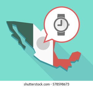 Illustration Long Shadow Mexico Map Flag Stock Vector (Royalty Free ...