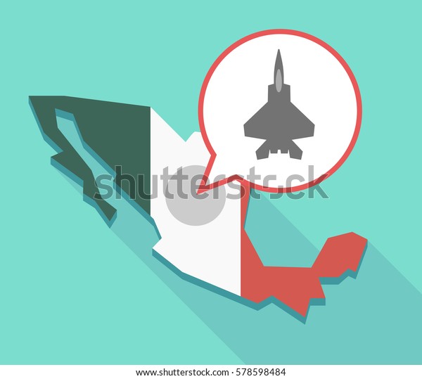 Illustration Long Shadow Mexico Map Flag Stock Vector (Royalty Free ...