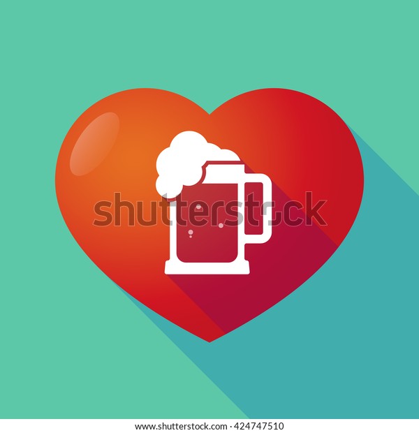 Illustration Long Shadow Red Heart Beer Stock Vector (Royalty Free ...