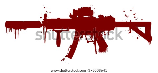 Illustration Machine Gun Blood Splatter Eps10 Stock Vector (Royalty ...