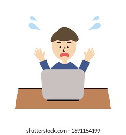 Illustration Man Being Trouble Computer Stock Vector (Royalty Free ...