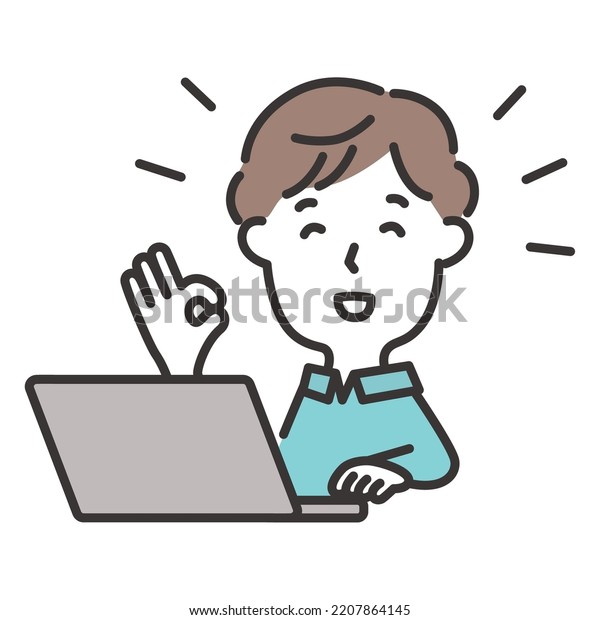 Illustration Man Doing Okay Sign While Stock Vector (Royalty Free ...