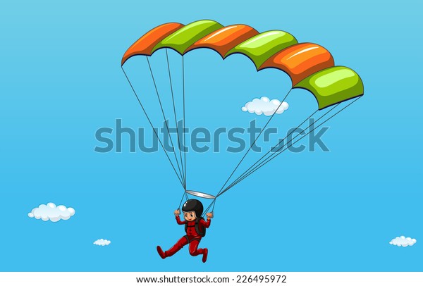 Illustration Man Doing Parachute Stock Vector (Royalty Free) 226495972