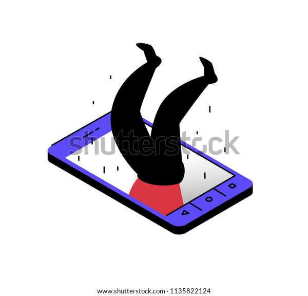 Illustration Man Fallen Into Smartphone Vector: เวกเตอร์สต็อก (ปลอดค่า ...