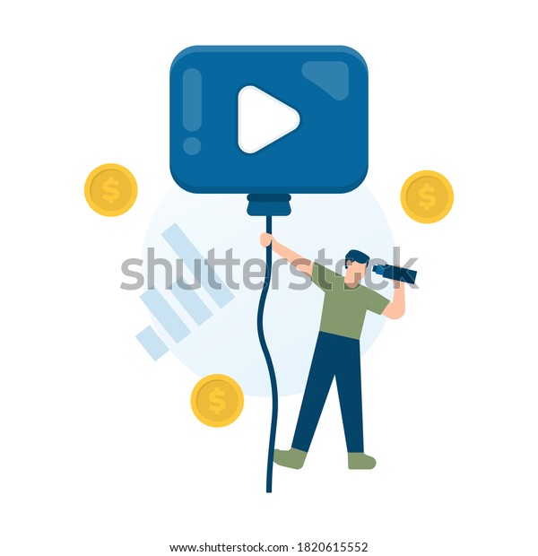 Illustration Man Holding String Balloons Flying Stock Vector (Royalty ...
