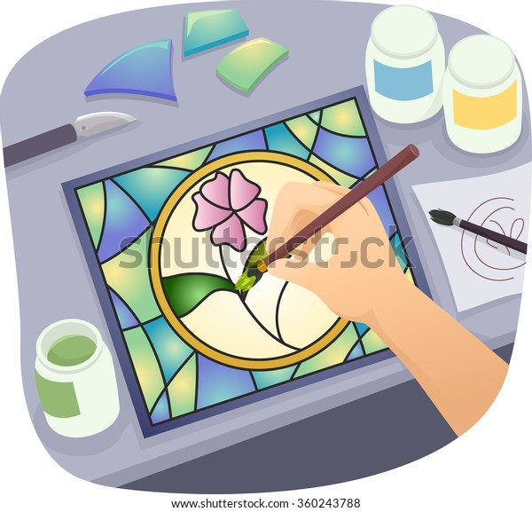 Illustration Man Making Homemade Stained Glass Stock Vector (Royalty ...