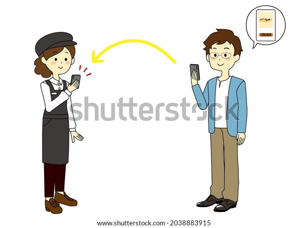 Illustration Man Making Mobile Order His Stock Vector (Royalty Free ...