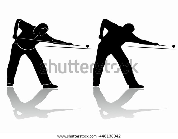 Illustration Man Playing Snooker Black White Stock Vector (Royalty Free ...