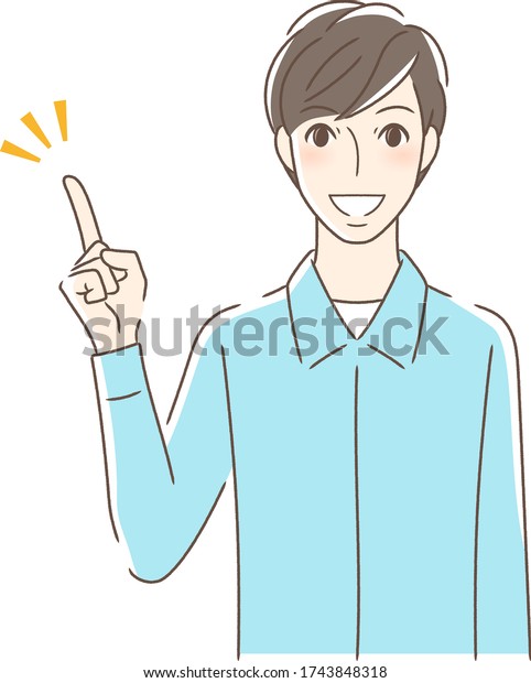 Illustration Man Pointing Front Smiling Pointing Stock Vector (Royalty ...